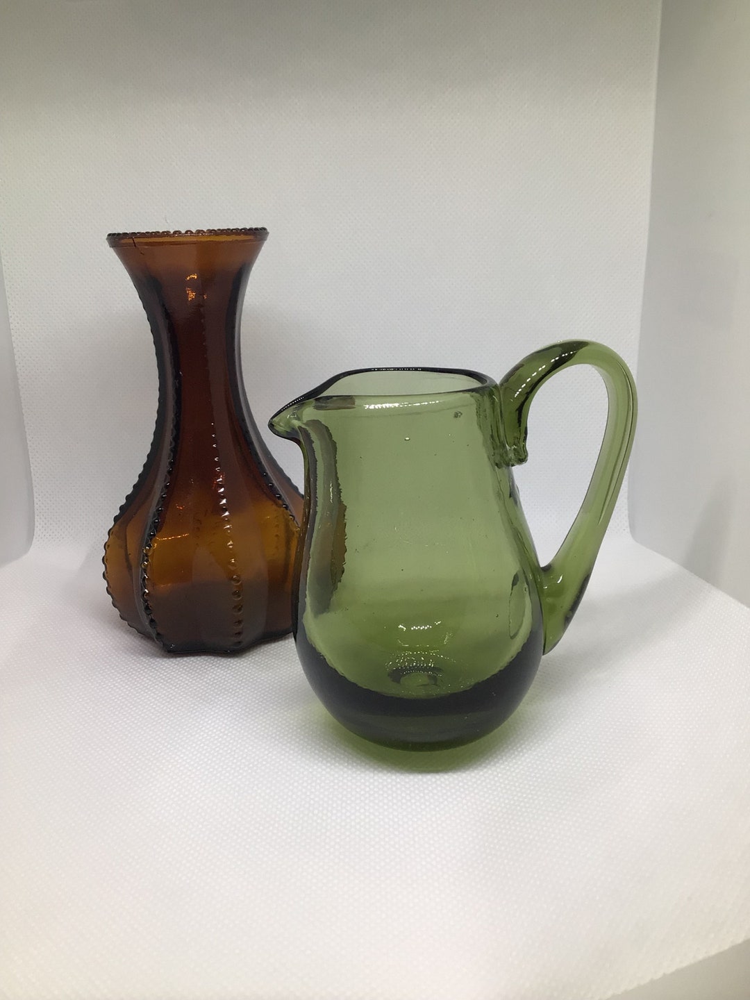 Vintage Jamestown Blown Glass Vase and Pitcher - Etsy