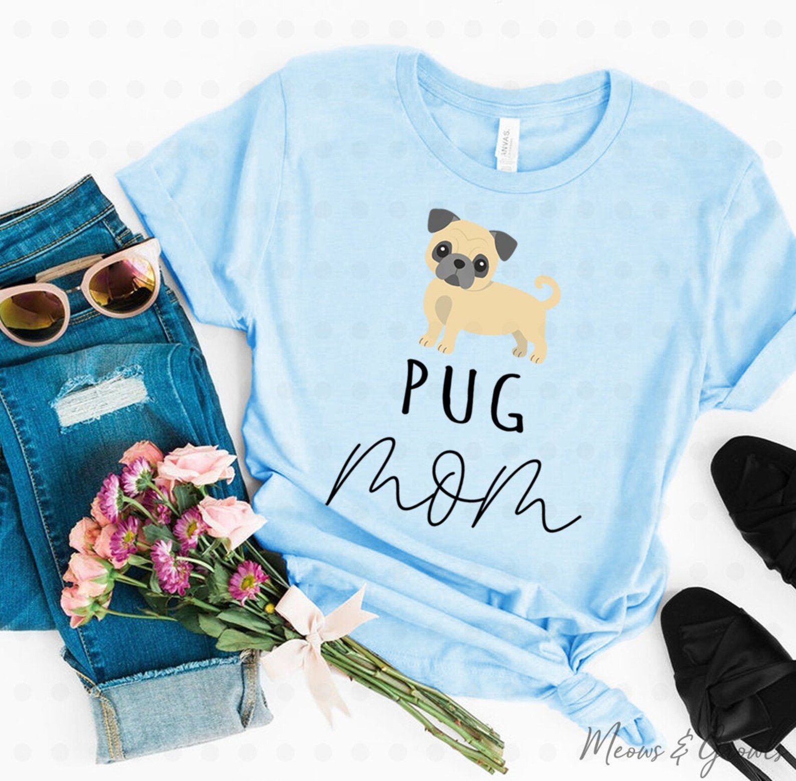 Pug Mom Shirt, Pug Mom Gifts, Pug Mama, Pug Mom, Pug Dog, Fawn Pug ...