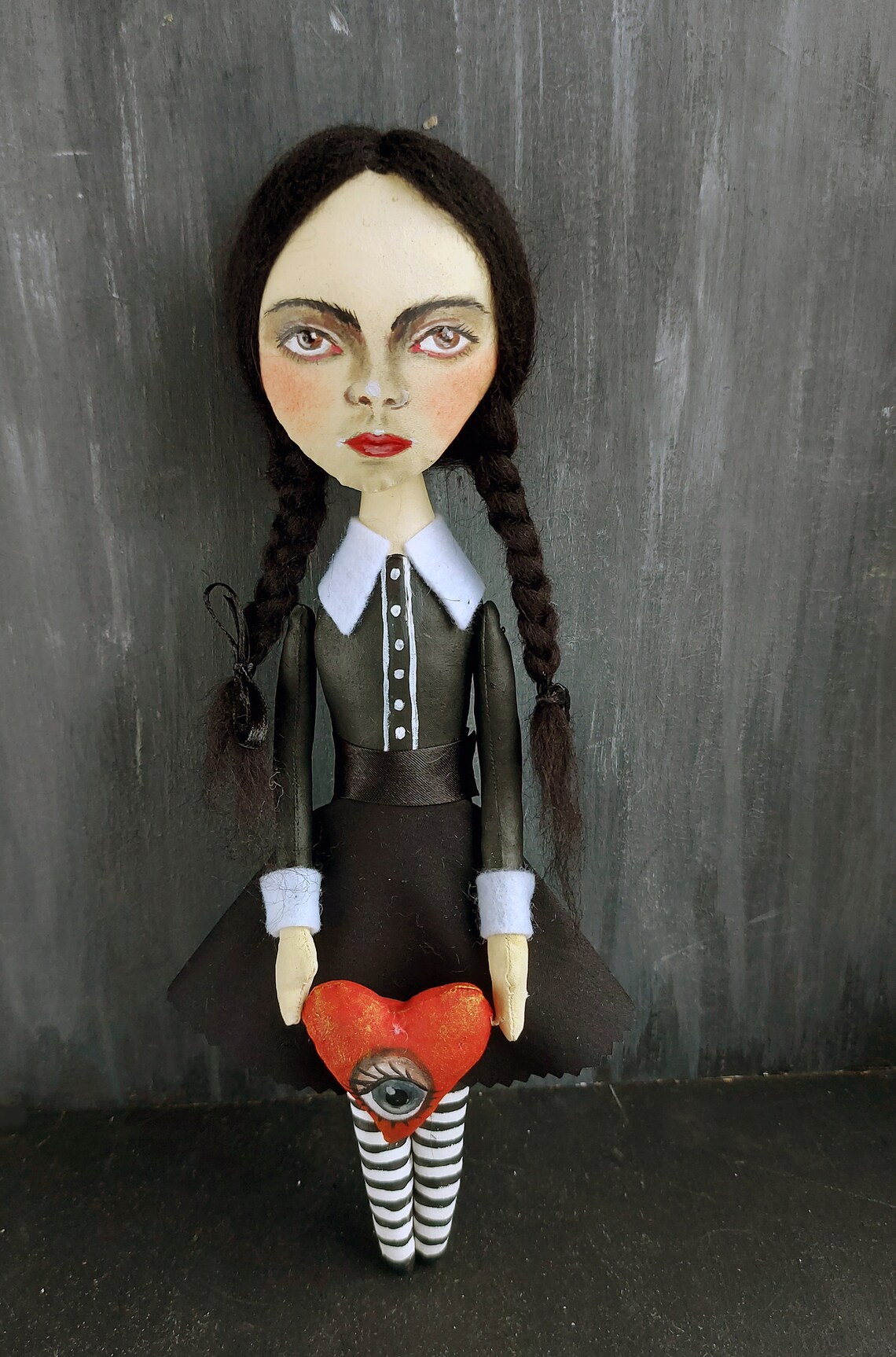 Wednesday doll The Addams Family art textile figurine | Etsy