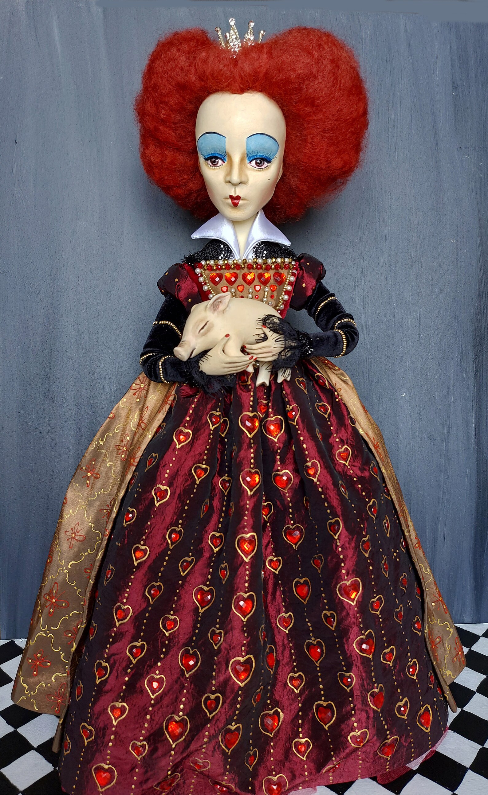The Queen of Hearts collectible art doll Red Queen OOAK | Etsy