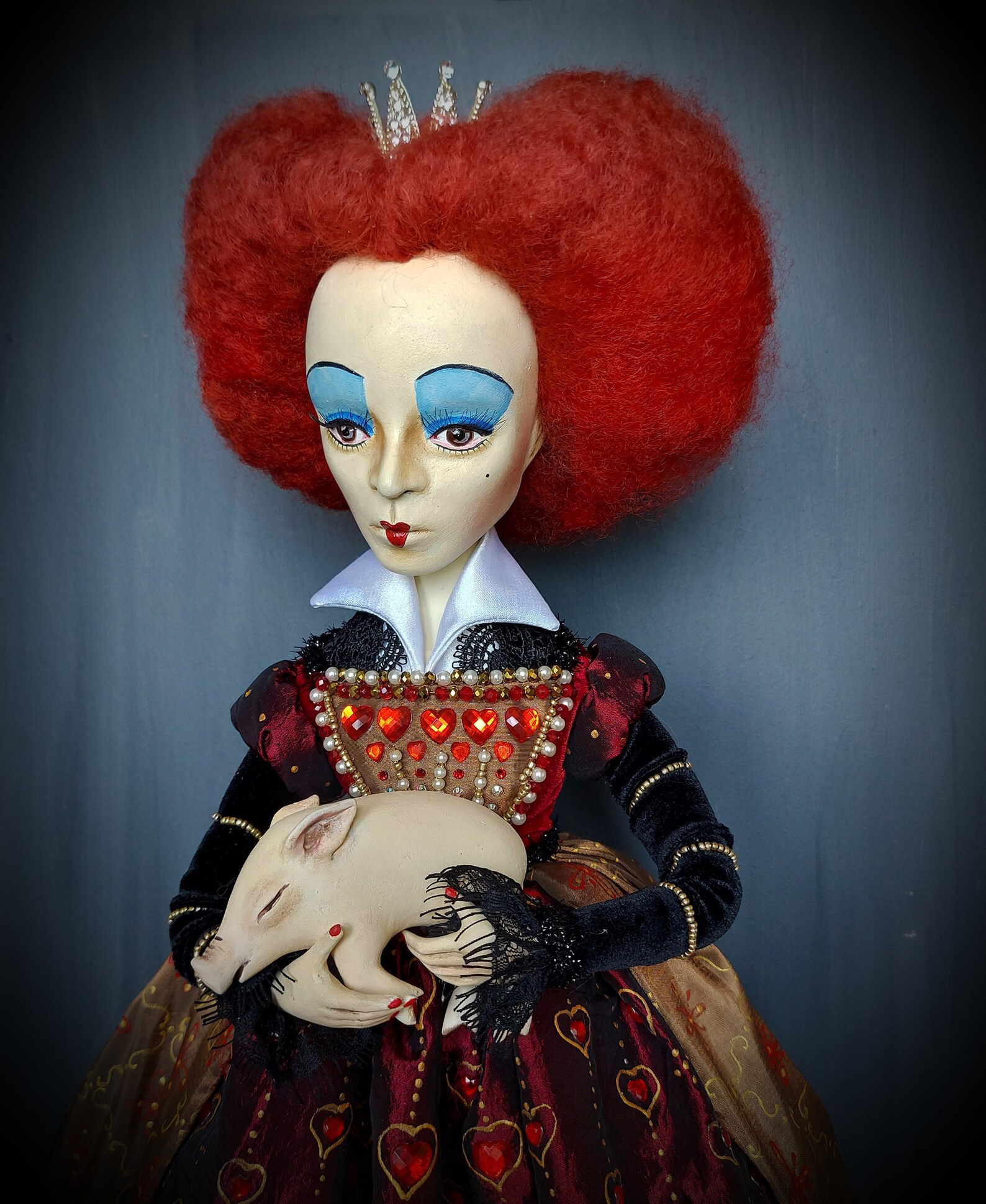 The Queen of Hearts collectible art doll Red Queen OOAK | Etsy