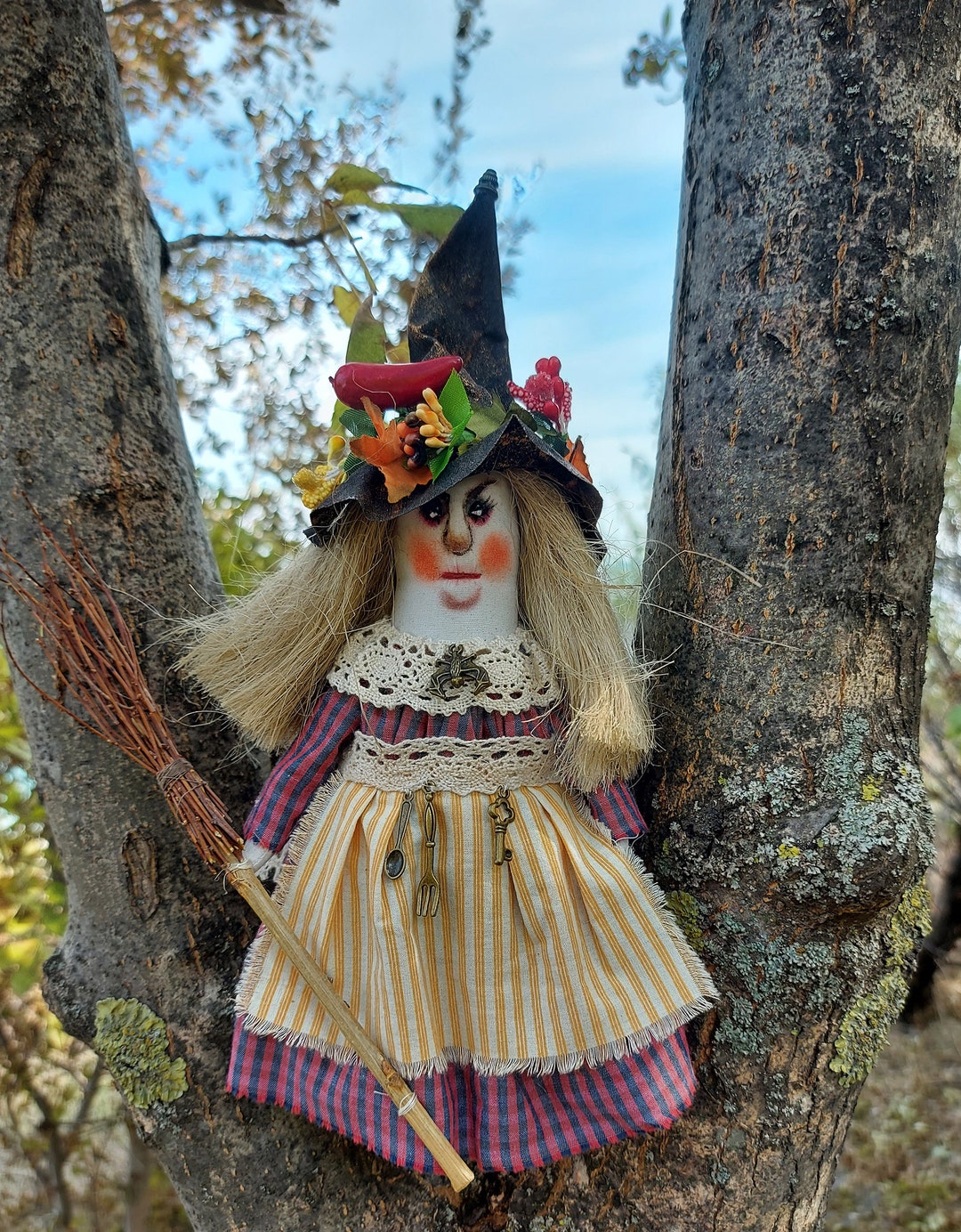 Witch Doll Halloween Rag Doll Kitchen Witch Decor Primitive - Etsy