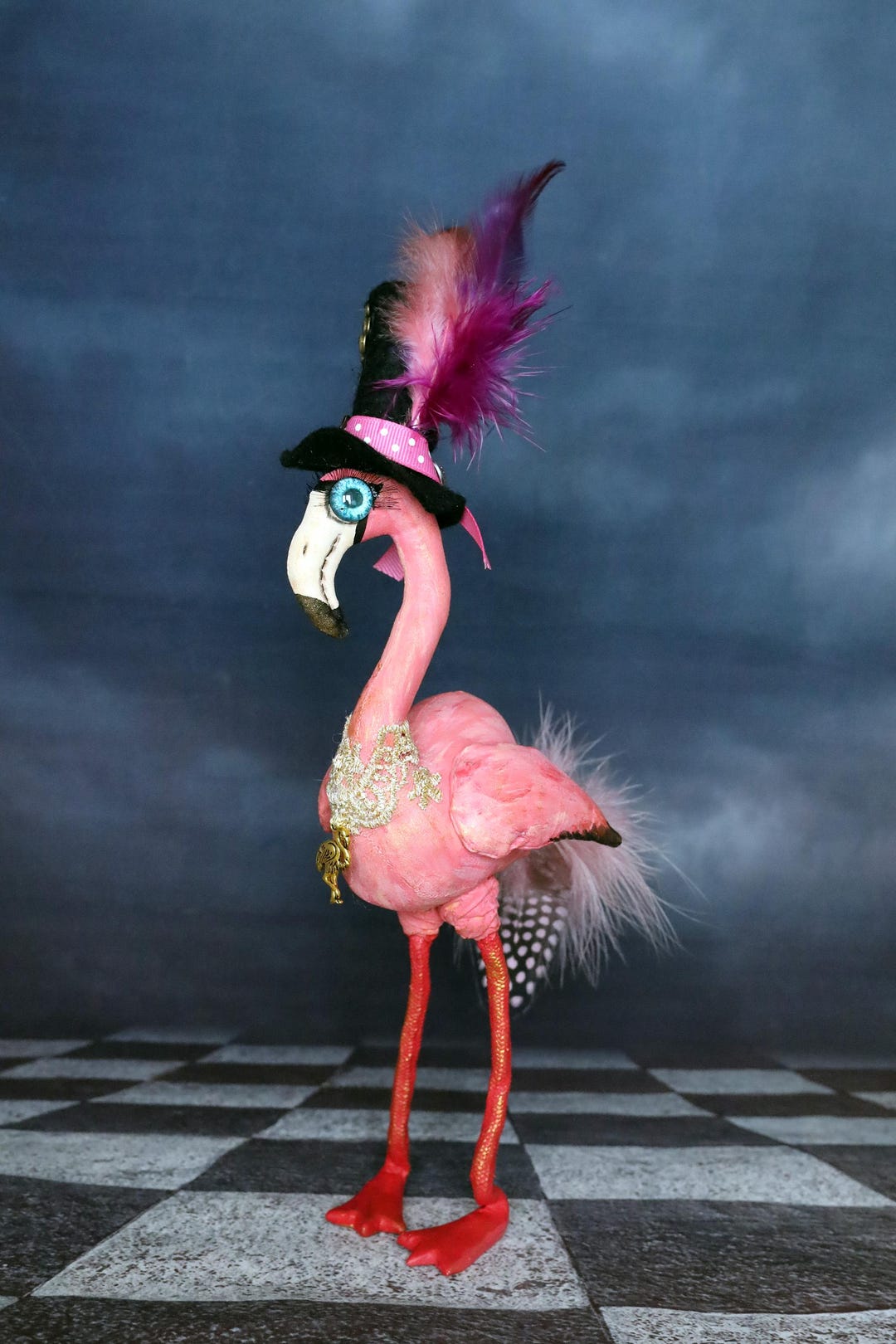 Handmade Pink Flamingo Figurine, Lewis Carroll Story Character, Pink ...