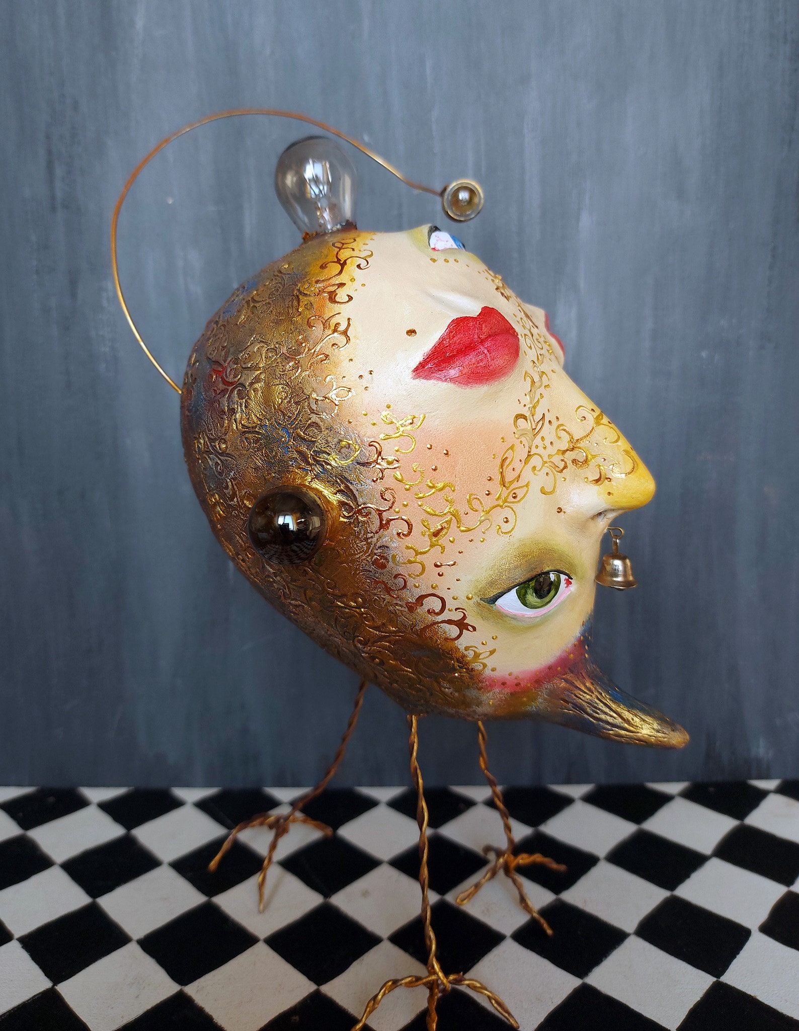 Surrealistic art object wierd stuff handmade multi-eyed | Etsy