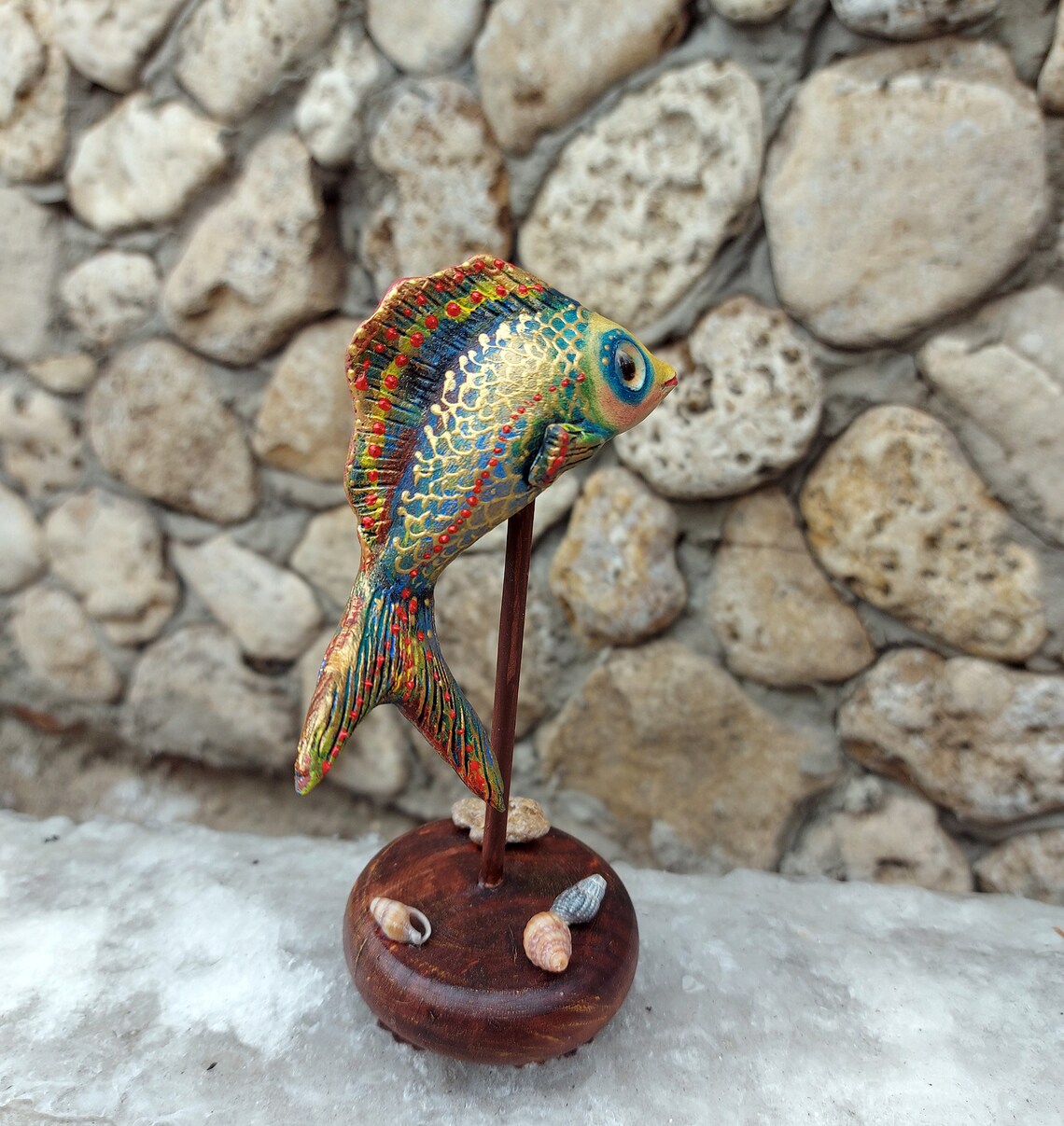 Goldfish clay figurine Collectible souvenir fish handmade | Etsy