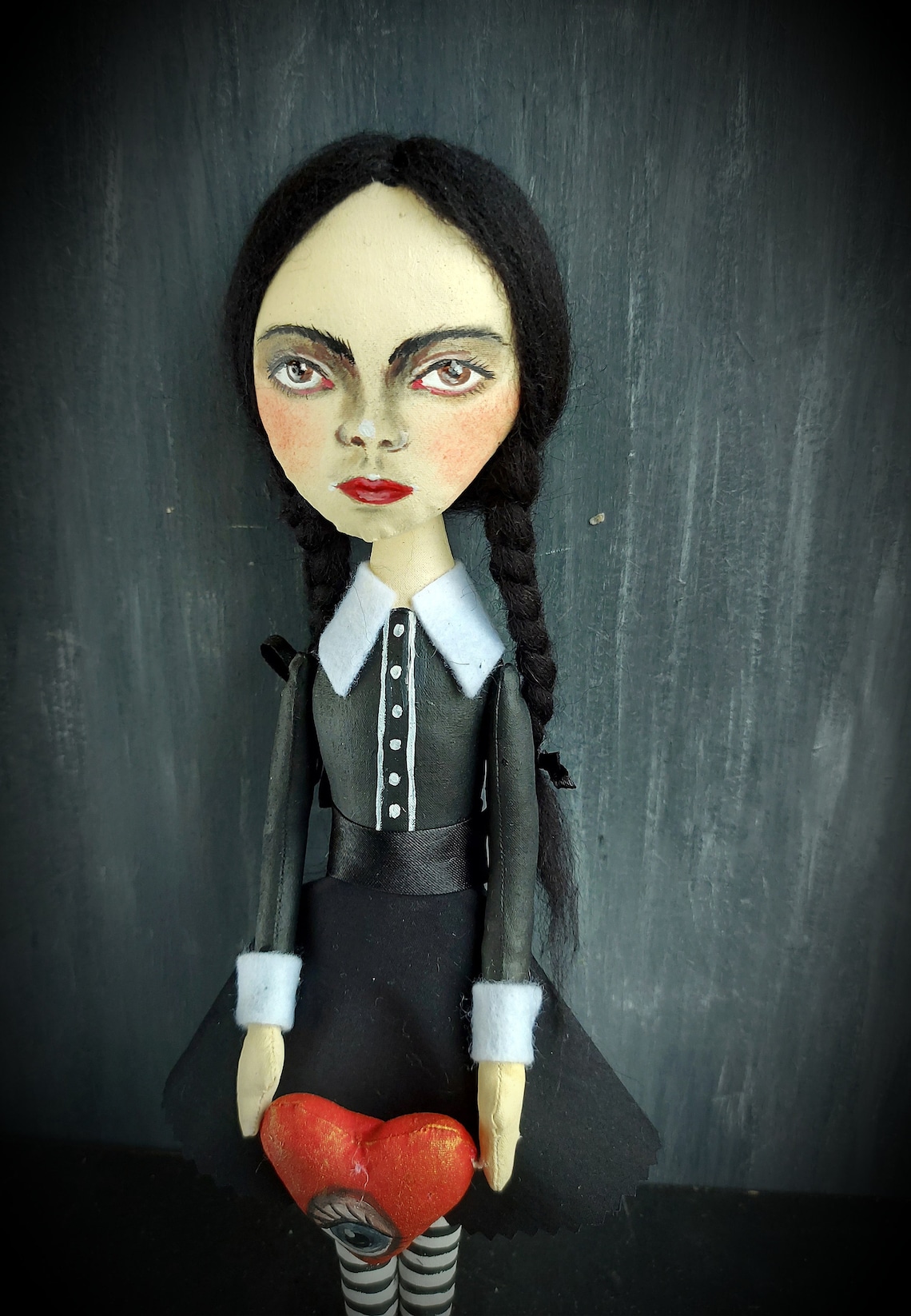 Wednesday doll The Addams Family art textile figurine | Etsy