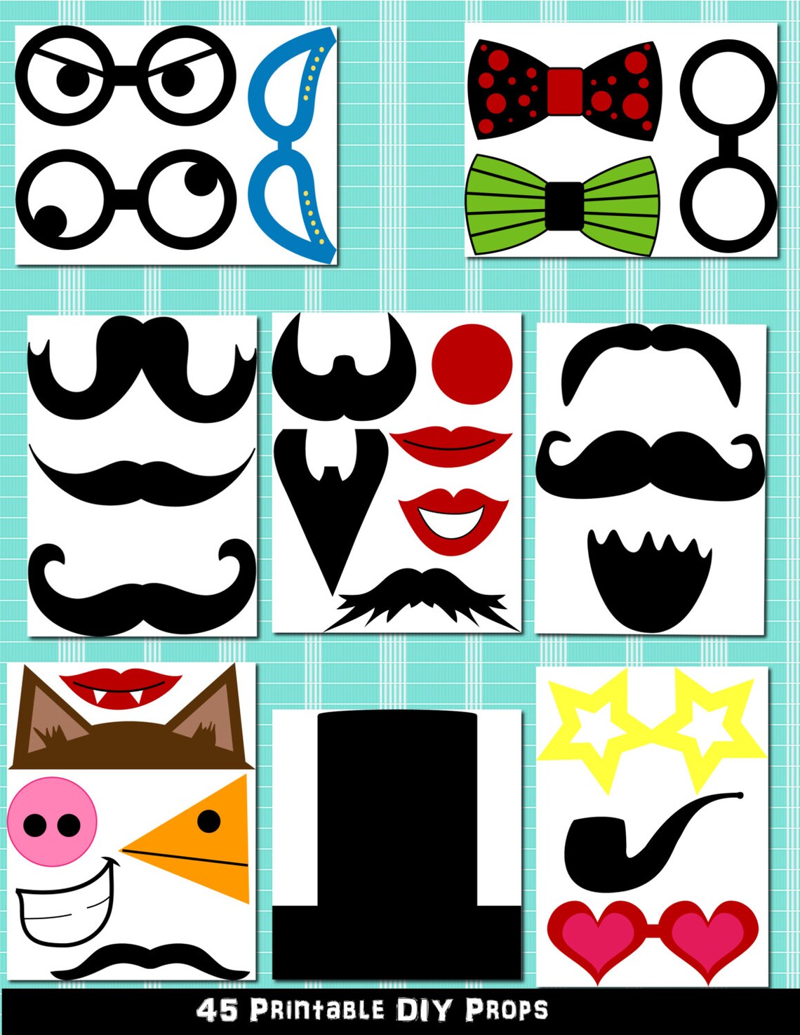 Instant Download DIY 45 Fun Printable Photo Booth Prop Set - Etsy