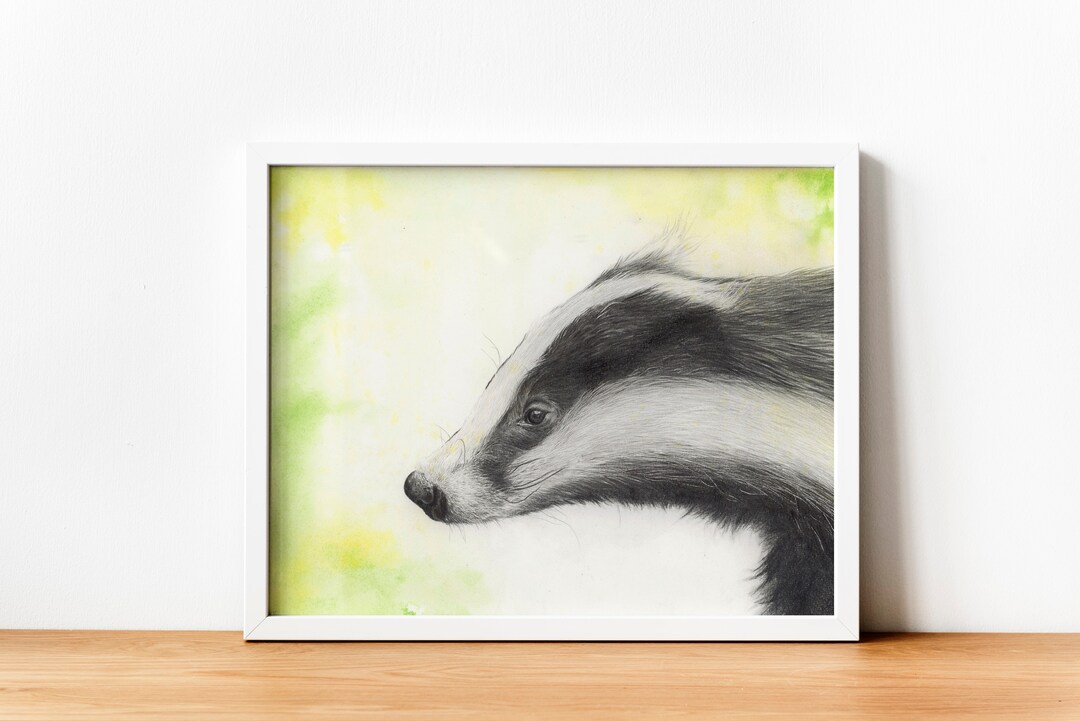 Badger Print, Badger Art, Badger Drawing, - Etsy