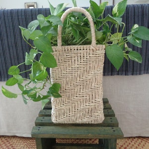 Lattice Design Palm Leaf Basket W/handles, Open Weave Basket ...