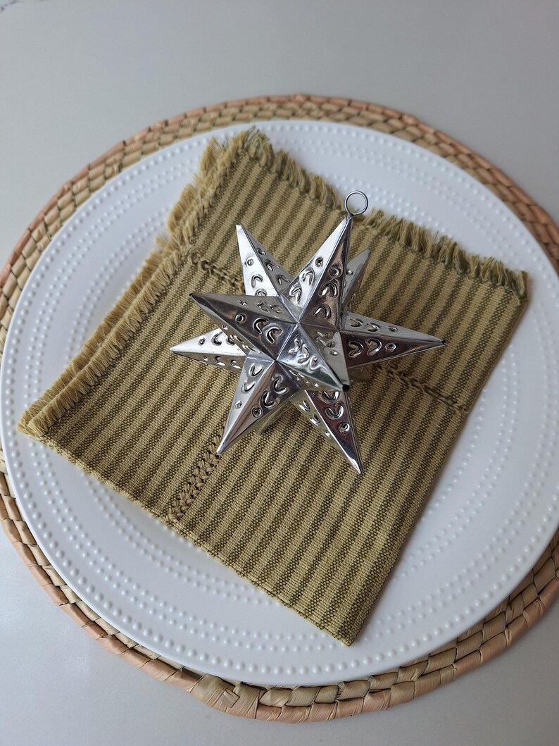 Set of 6 Silver Tin Moravian Star Ornaments: Handmade Christmas Decor ...
