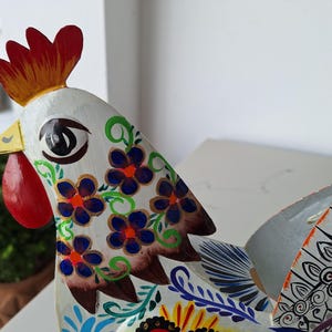 Mexican Folk Art Handtooled and Handpainted Metal Mexican Roosters ...