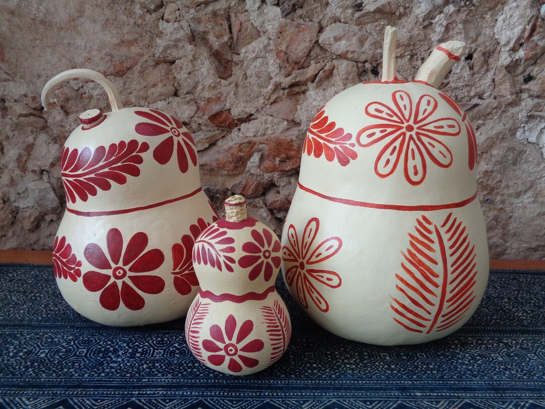 Handpainted Natural Gourd, Large Calabash, Thanksgiving Decoration ...