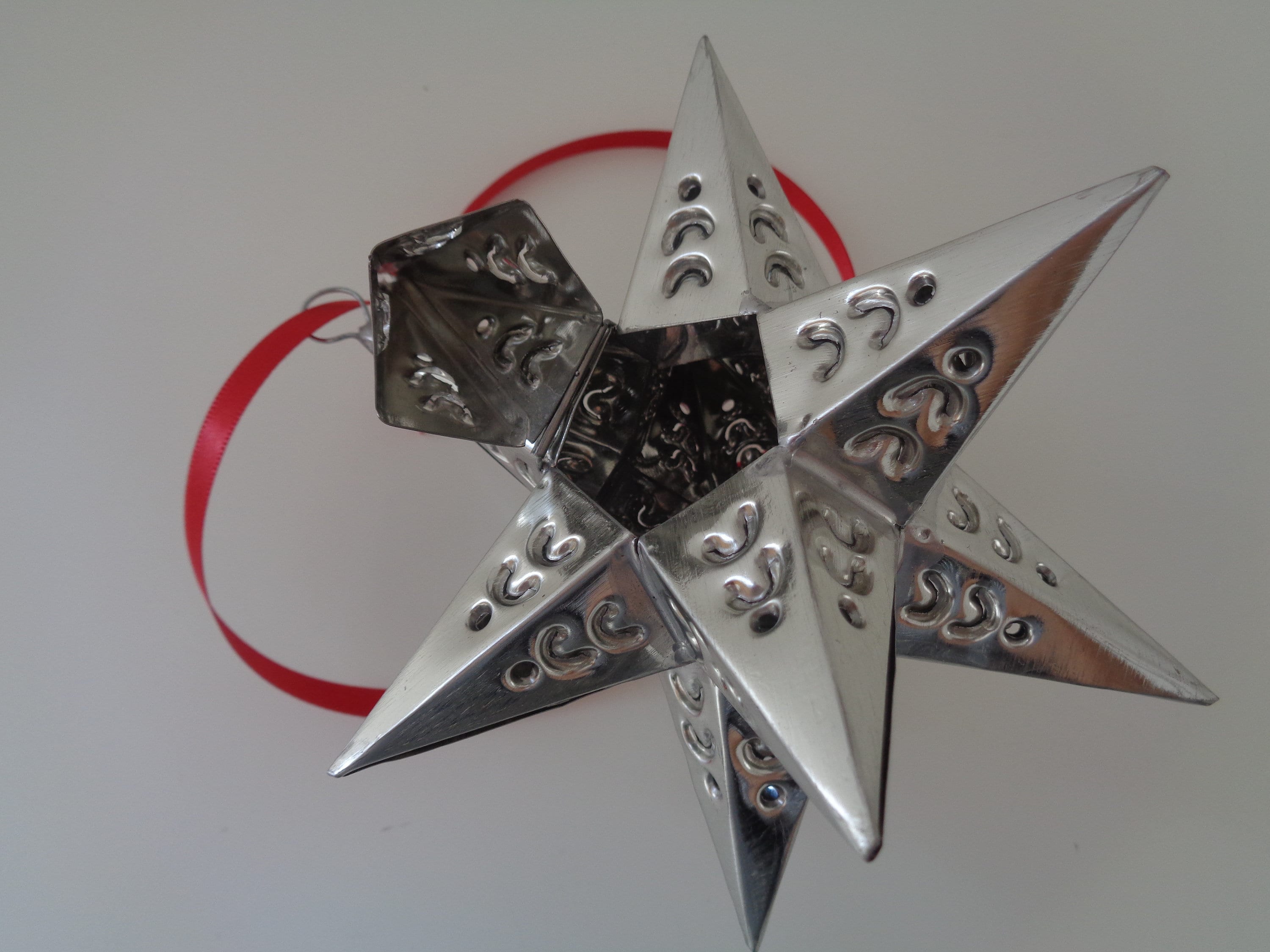 Set of 6 Silver Tin Moravian Star Ornaments: Handmade Christmas Decor ...