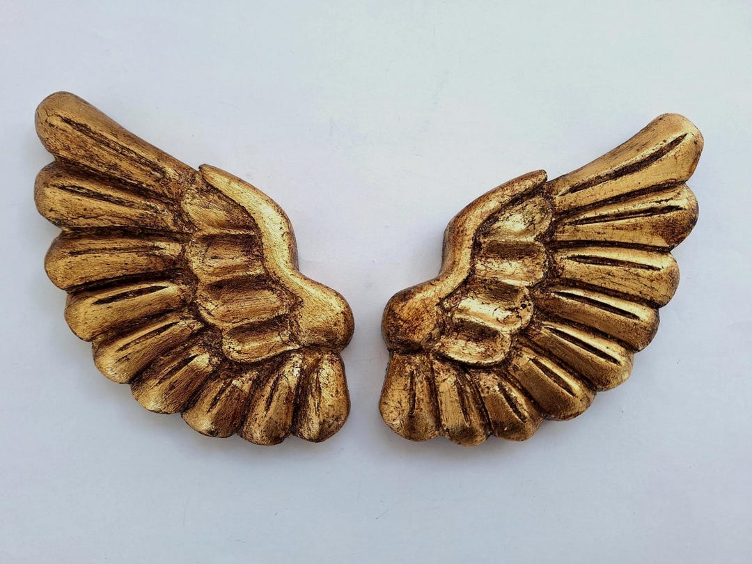 Gold Leaf Angel Wings: Handcarved Boho Wall Decor, Set of 2, Small - Etsy