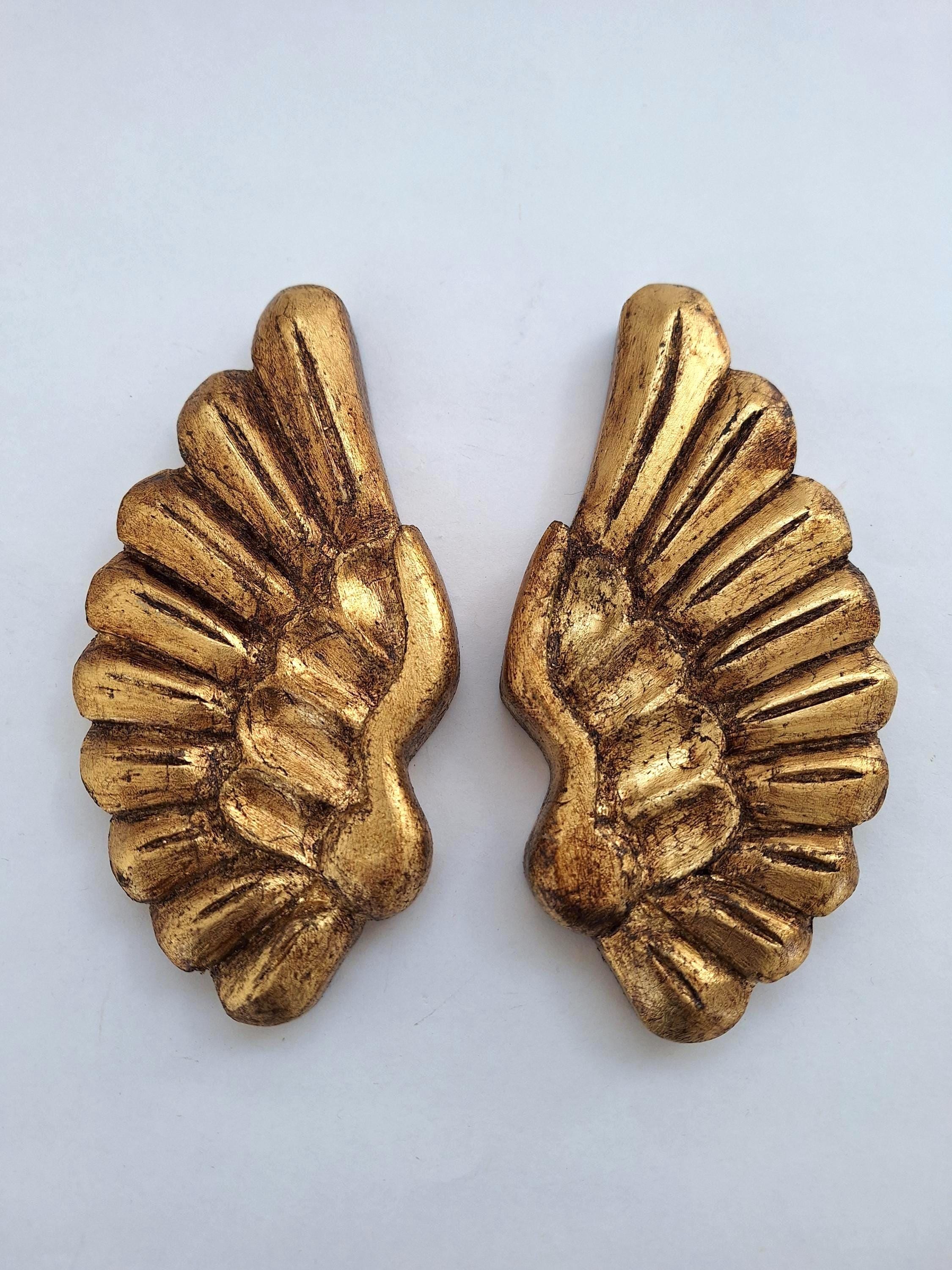 Gold Leaf Angel Wings: Handcarved Boho Wall Decor, Set of 2, Small - Etsy