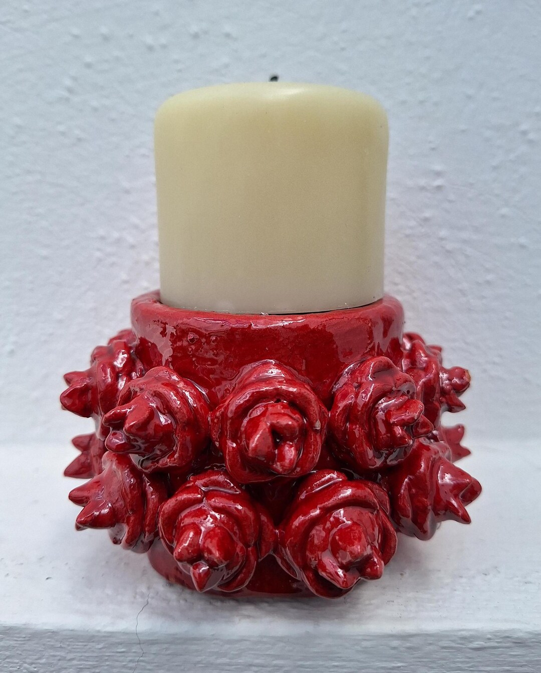 Red Glazed Clay Candle Holder: Artisanal Mexican Barro Vidriado Votive ...