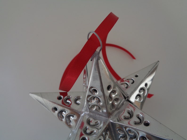 Set of 6 Silver Tin Moravian Star Ornaments: Handmade Christmas Decor ...