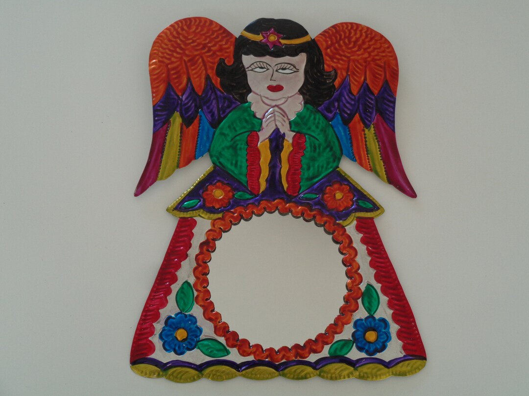 Handcrafted Embossed Angel Tin Mirror: Mexican Folk Art Wall Decor - Etsy