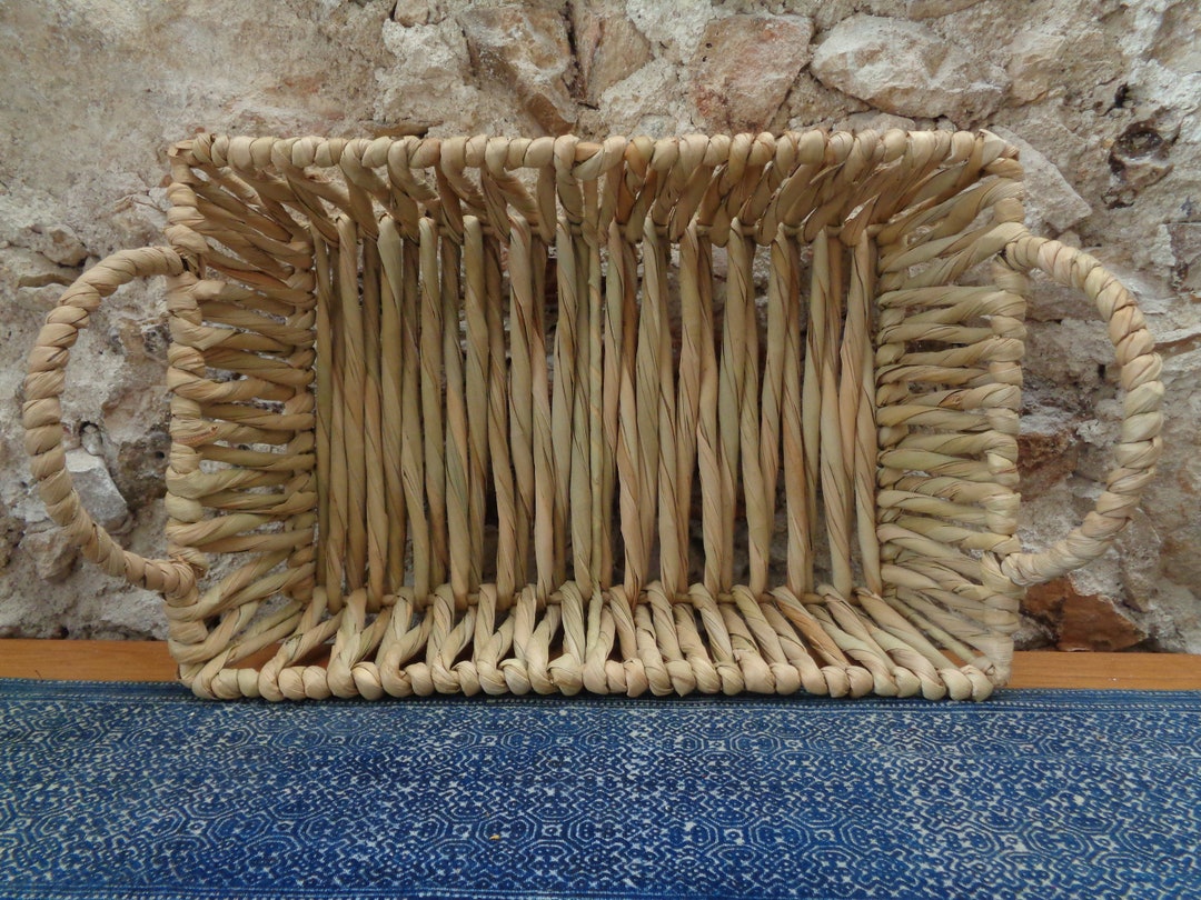 Rectangular Natural Fiber Serving Tray With Handles, Decorative ...