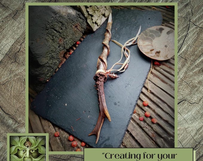 Magic Wand in Hazel Wood With Natural Vine Twist, Roe Deer Antler and ...