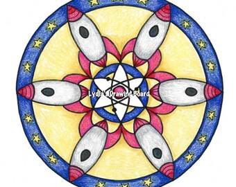 Rocket ship art | Etsy