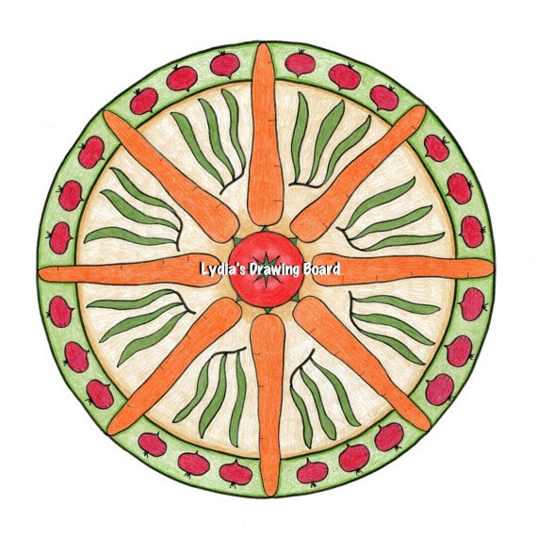 Mandala Art Mandala Wall Art Vegetable Print Vegetable Art - Etsy