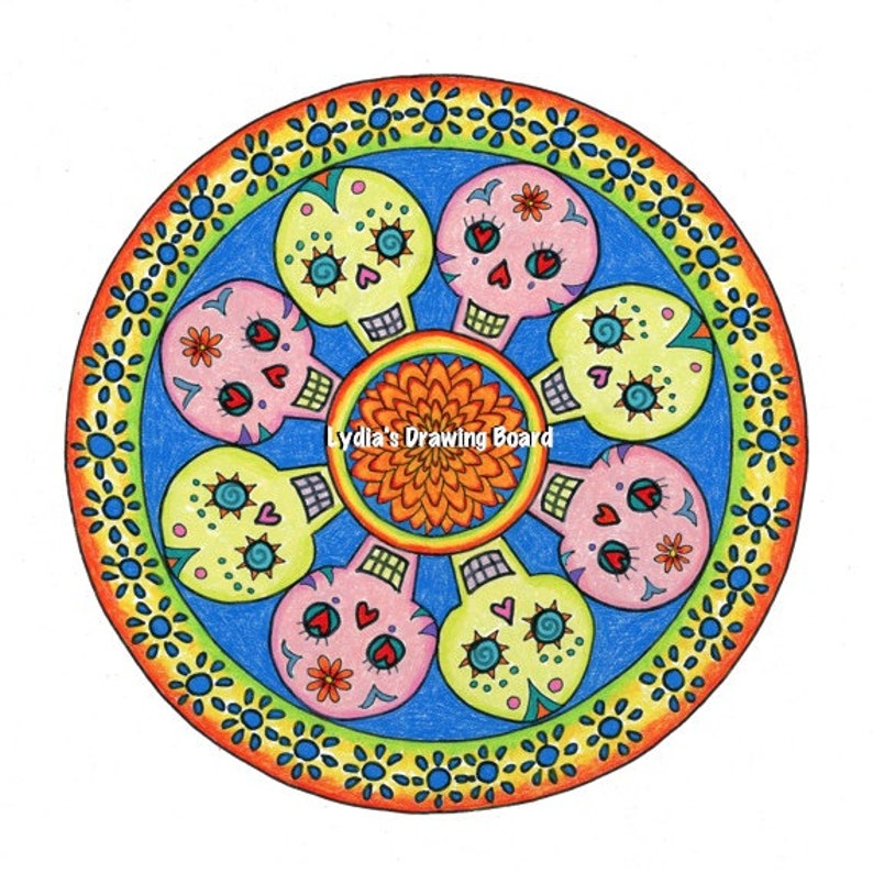 Day of the Dead, Day of the Dead Art, Mandala Art, Mandala Print, Sugar ...