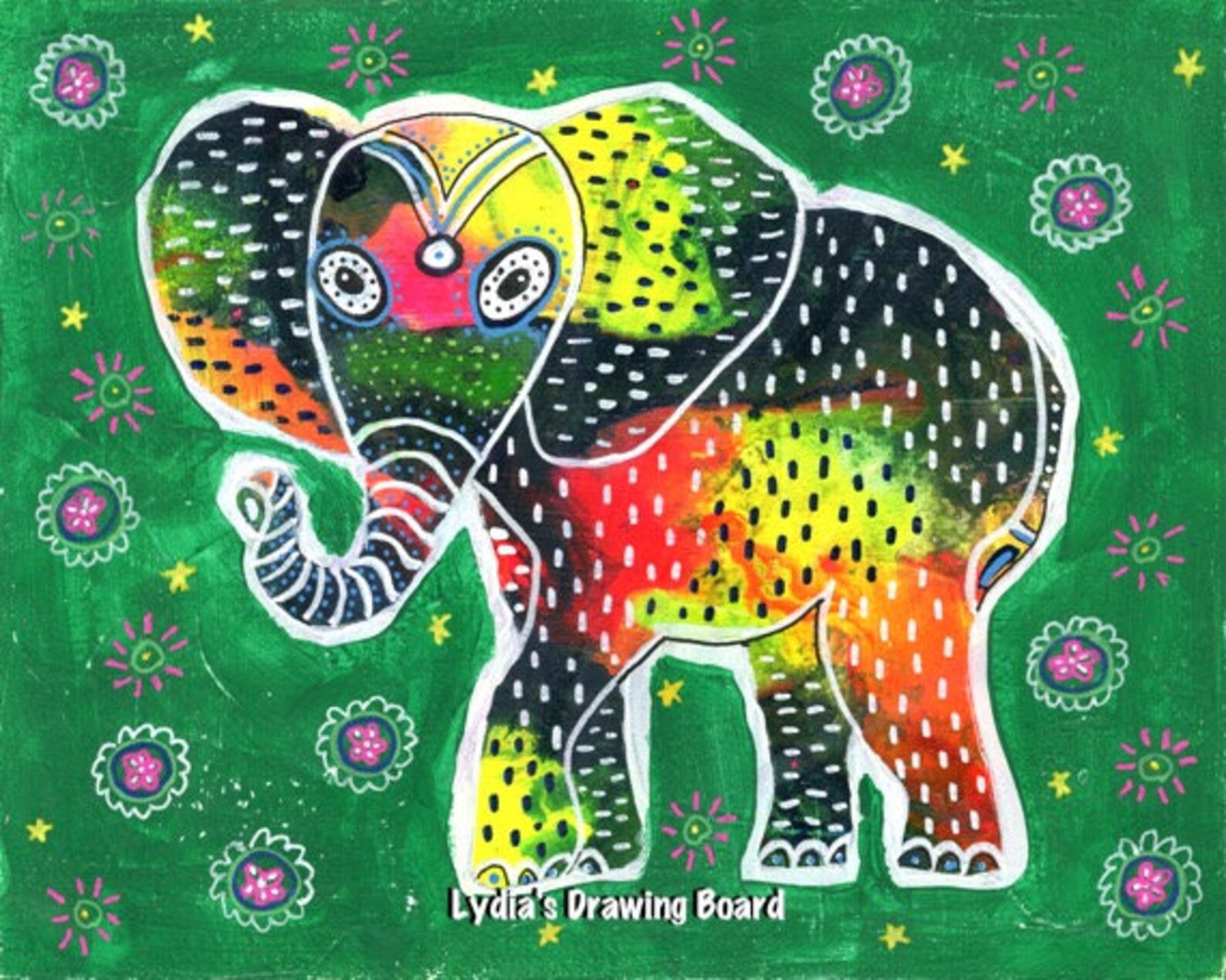 Elephant, Elephant Art Print, Elephant Artwork, Mexican Art, Mexican ...