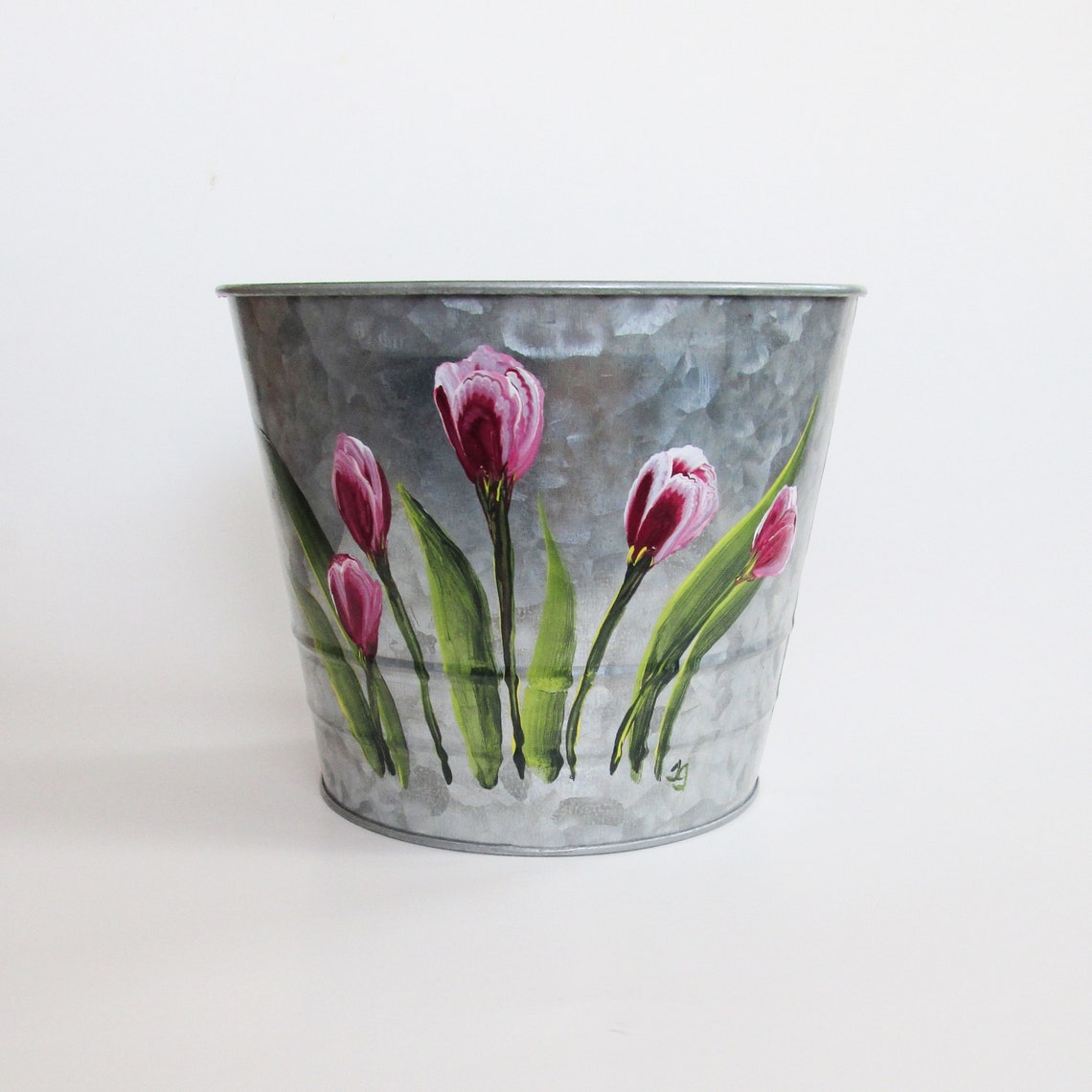 Painted Tulip Bucket 6 Inch Hand-painted Galvanized Pail | Etsy