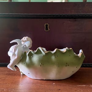 Mid-century Lefton China Hand Painted Cherub Rose Decorative Bowl 837 ...