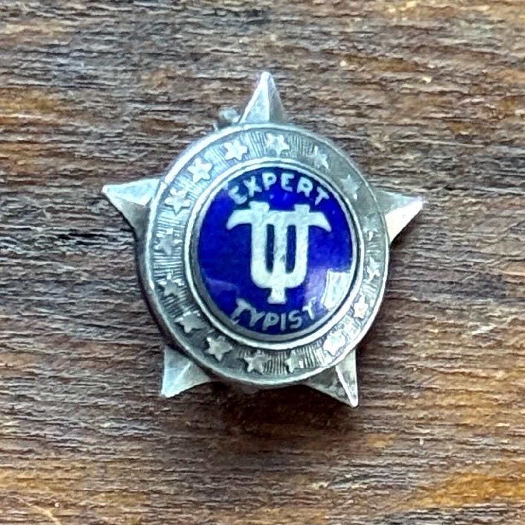 Vintage Sterling Silver & Enamel “expert Typist” Award Pin by Underwood ...