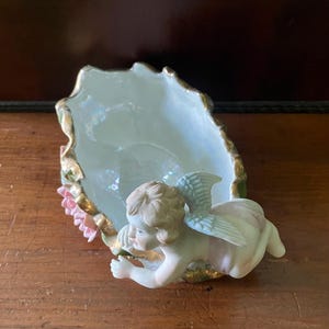 Mid-century Lefton China Hand Painted Cherub Rose Decorative Bowl 837 ...