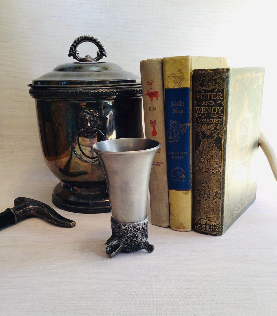 Vintage Collectible Pewter Bear Head Stirrup Cup Scotch Whiskey Tumbler ...