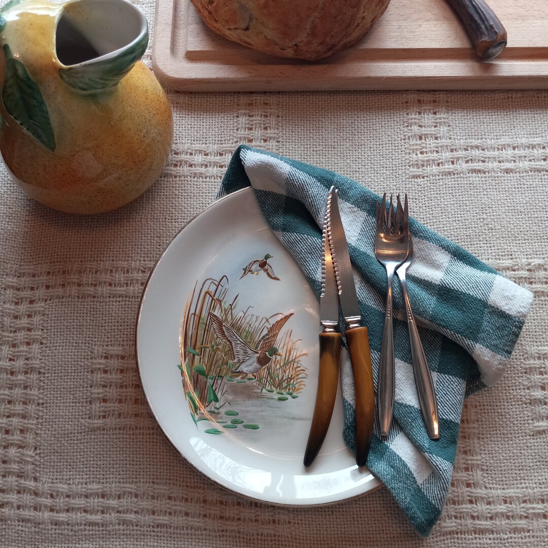 Vintage Pair Dinner Plates Wild Ducks Warranted 22 K.T. Gold ...