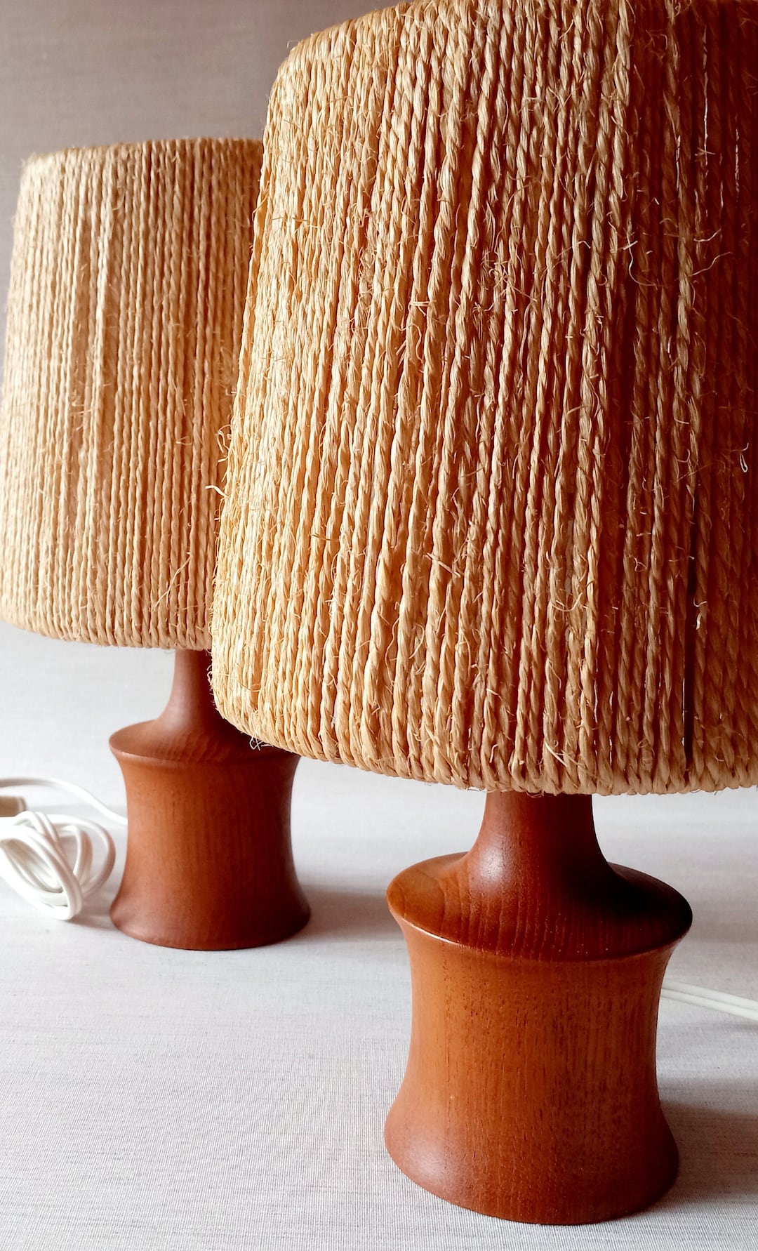 Vintage Danish Teak Fog & Mørup Sisal Jute Mini Danish Bedside Table ...