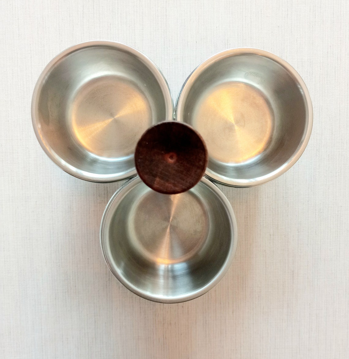 MCM Denmark Danish Stainless Steel Teak Condiment Serving Trio Caddy ...