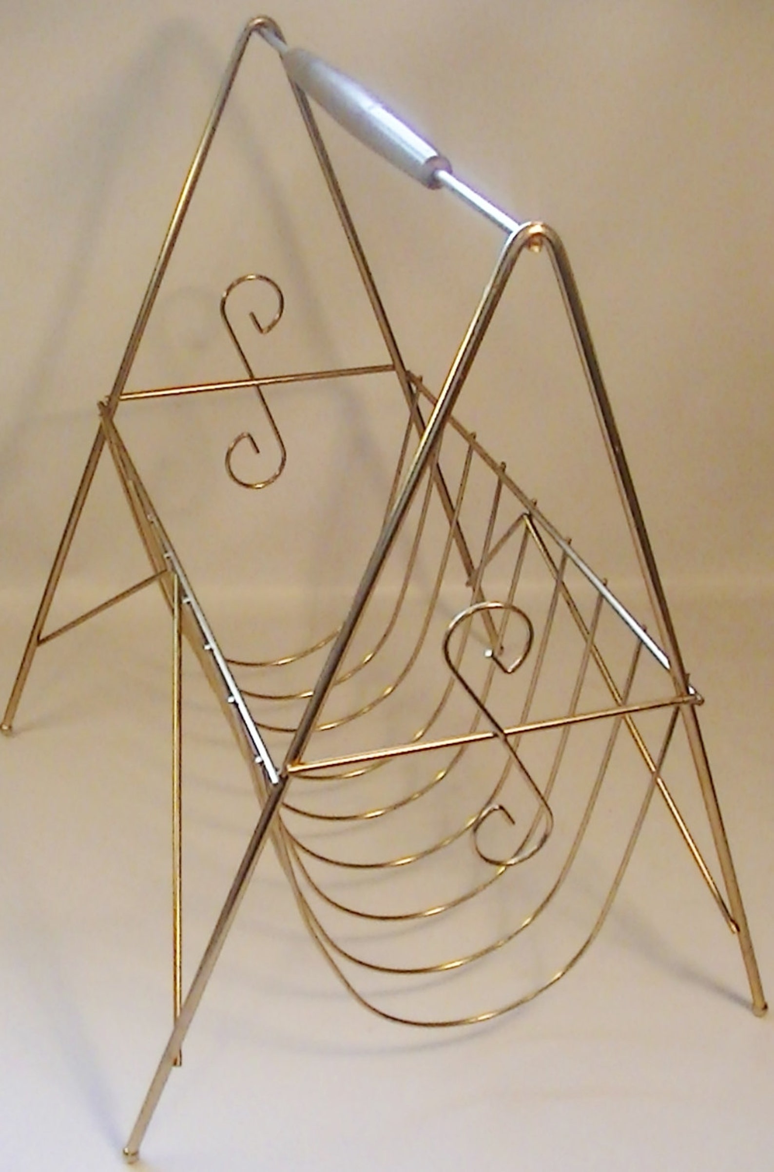 Vintage Gold Tone Metal Magazine Rack | Etsy