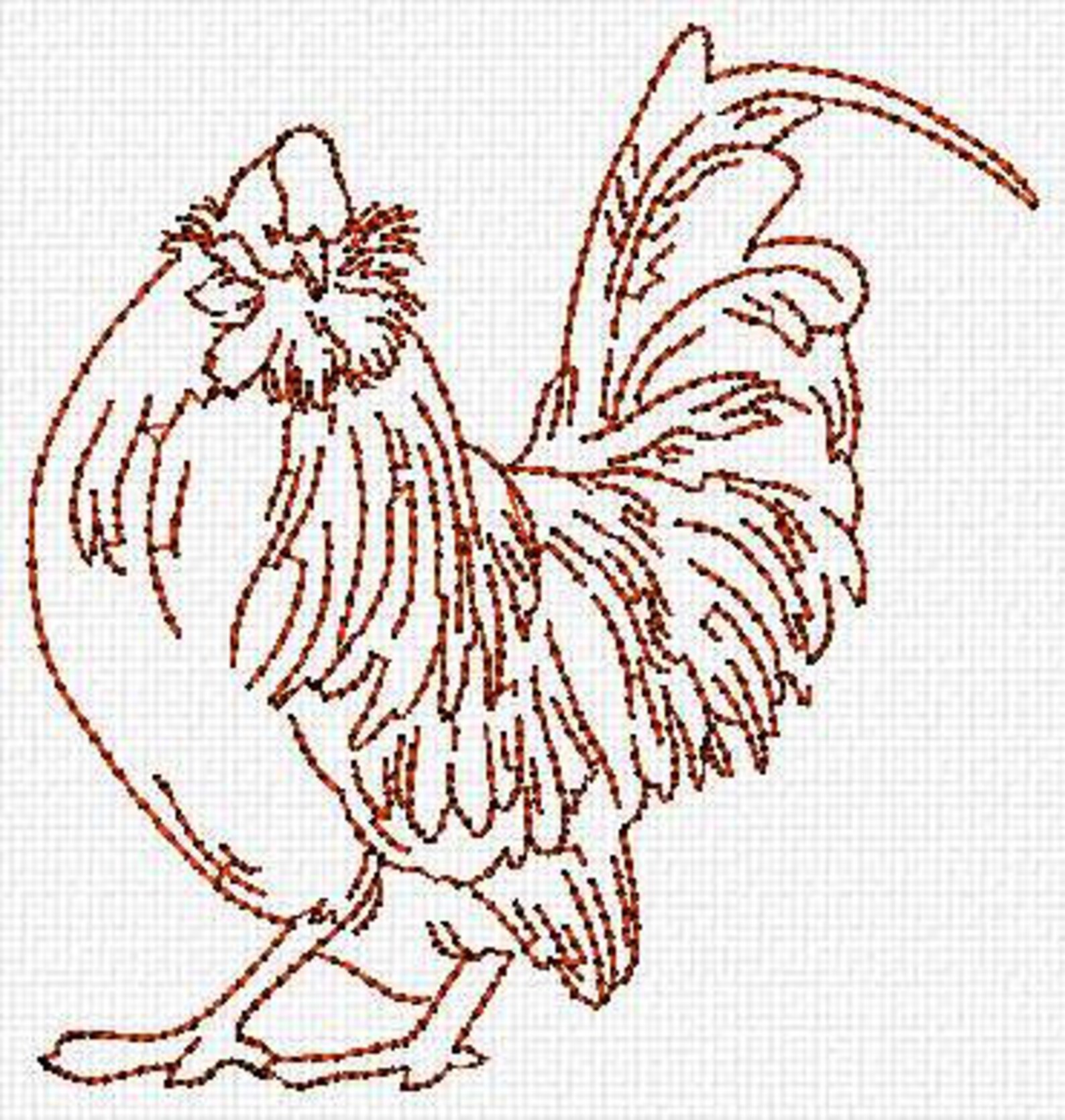 Rooster and Chicken Redwork Machine Embroidery Design Set | Etsy