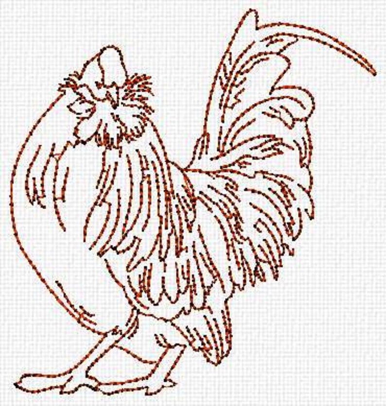 Rooster and Chicken Redwork Machine Embroidery Design Set | Etsy