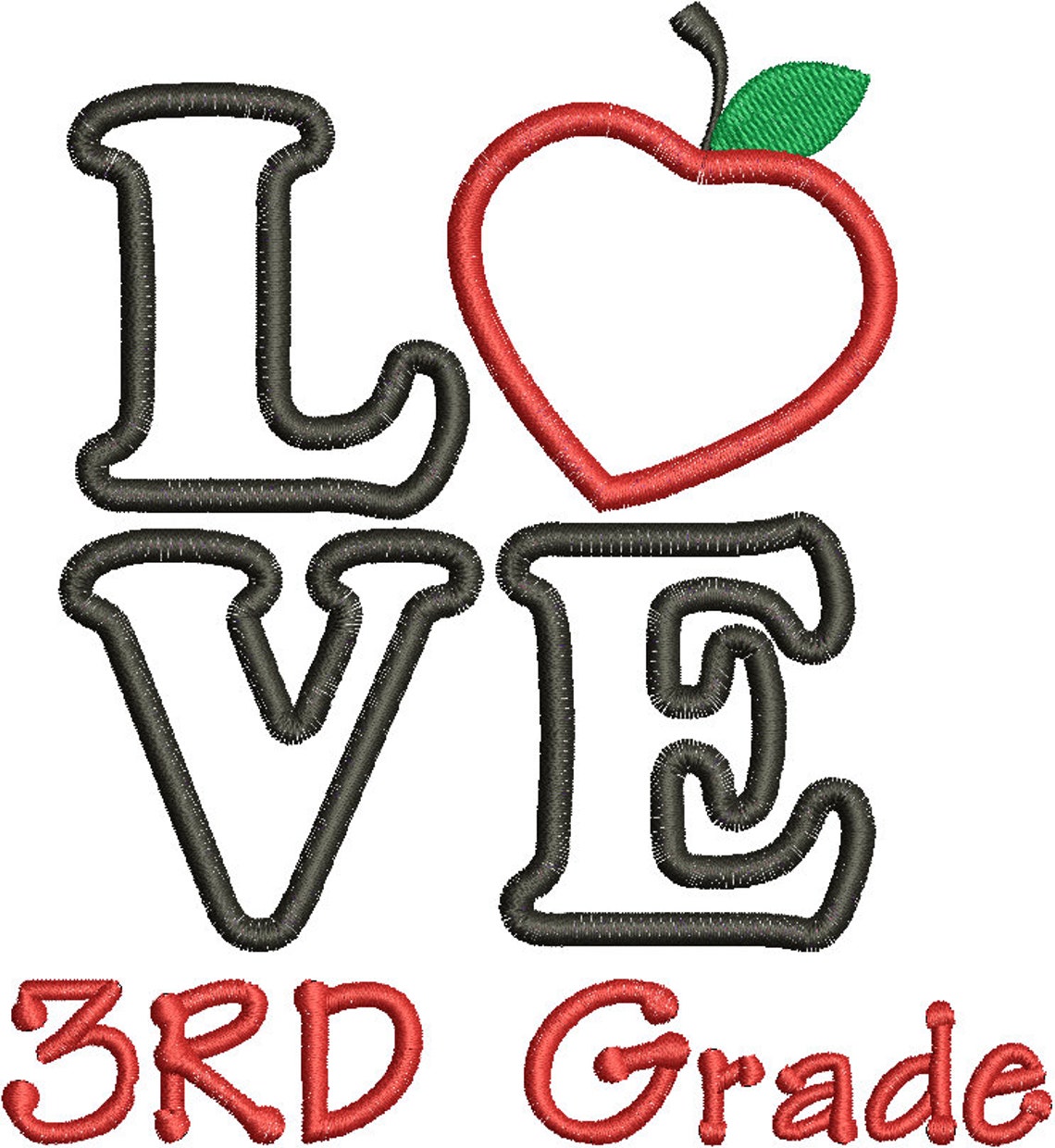LOVE 3RD Third Grade Apple Applique Machine Embroidery Design - Etsy