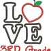 LOVE 3RD Third Grade Apple Applique Machine Embroidery Design - Etsy