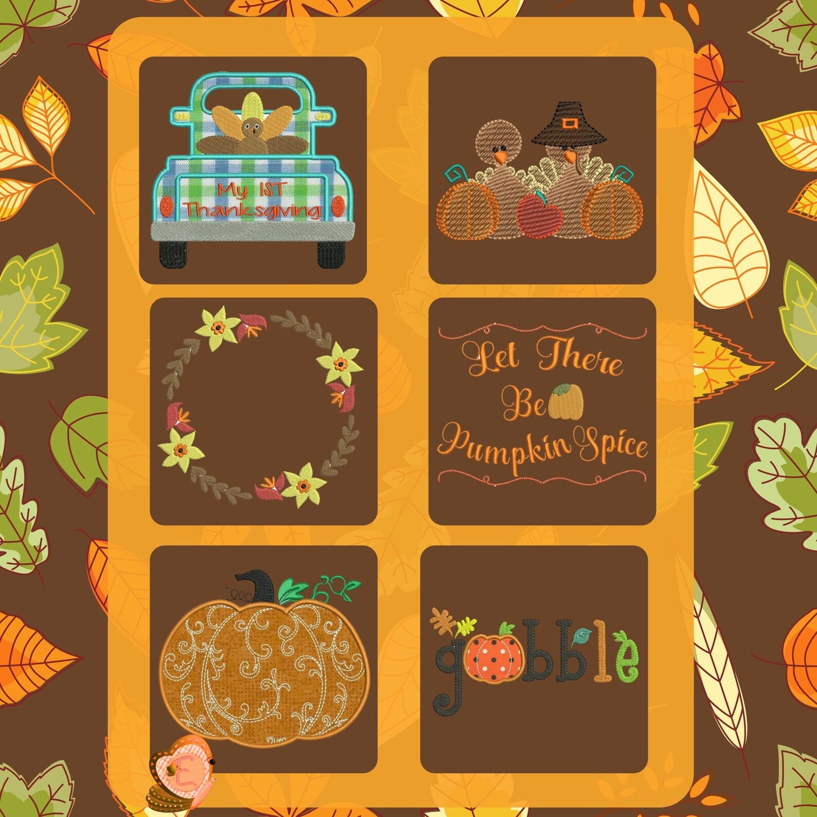 Thanksgiving Fall Collection Machine Embroidery Designs - Etsy