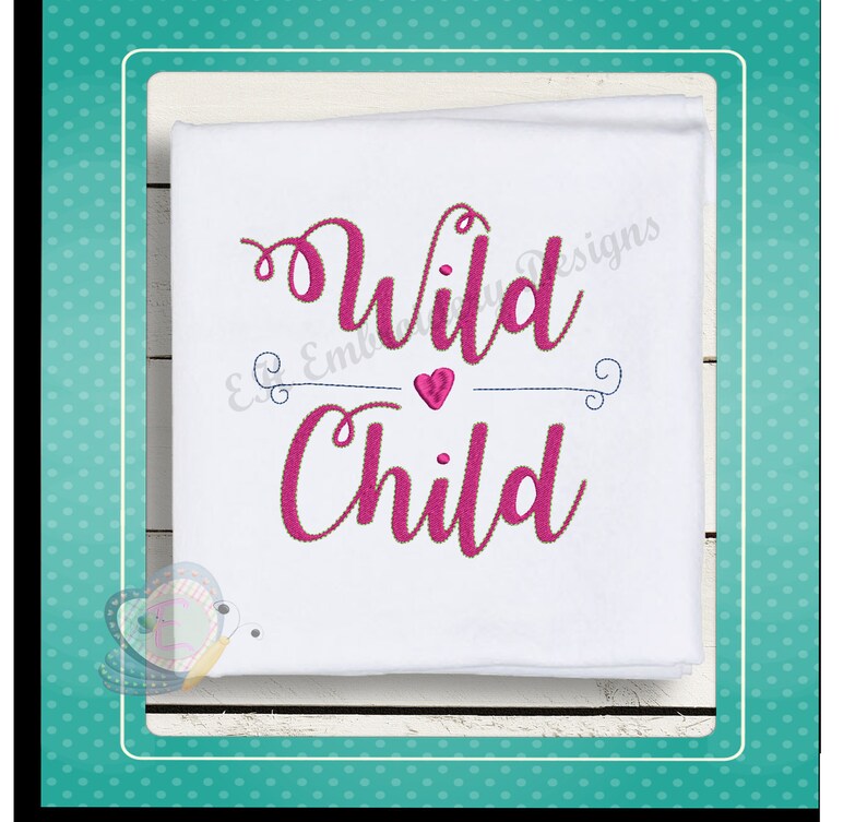 Wild Child Saying Words Baby Embroidery Design Machine - Etsy