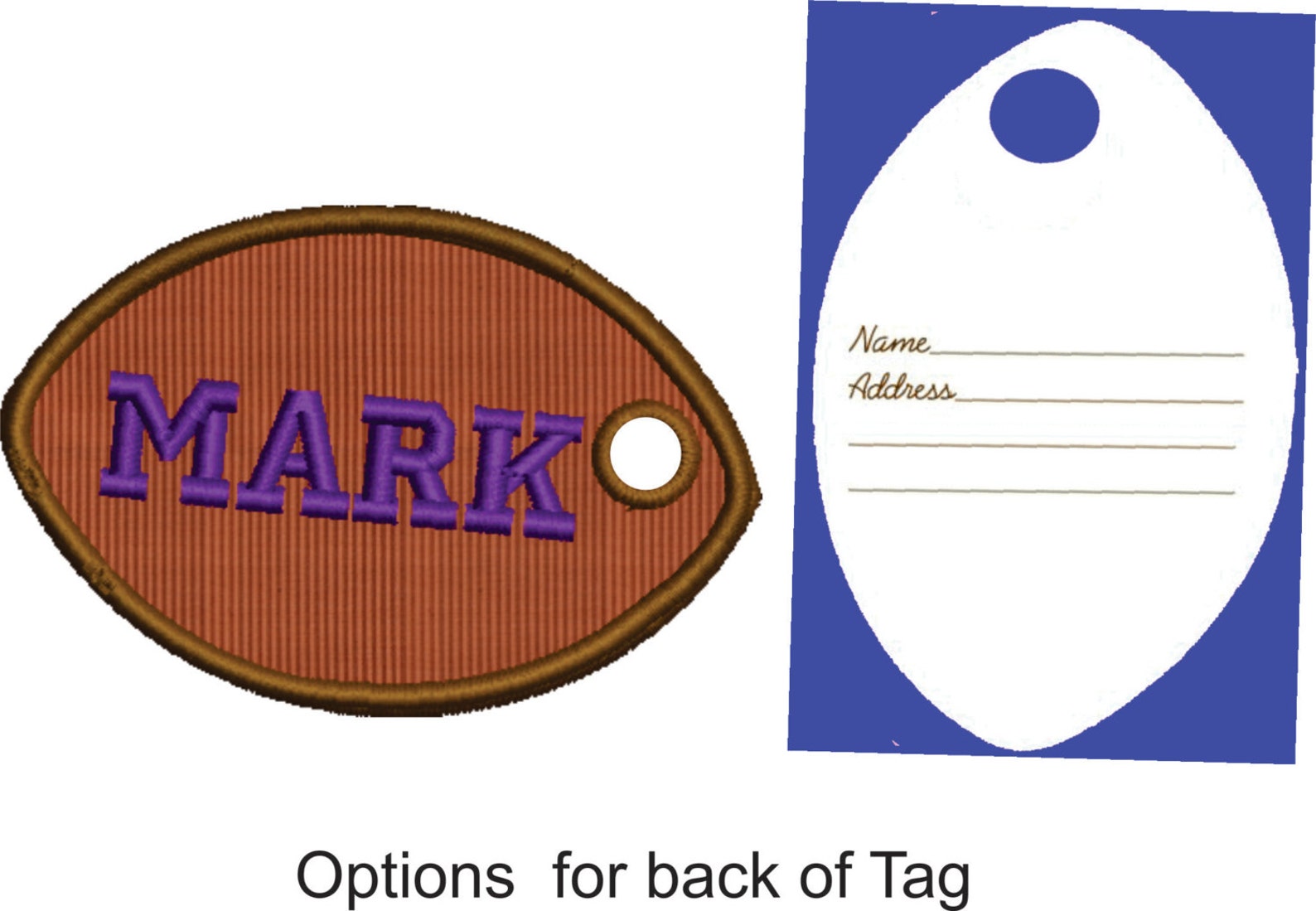 Football Bag/luggage Tag in the Hoop Machine Embroidery Design - Etsy
