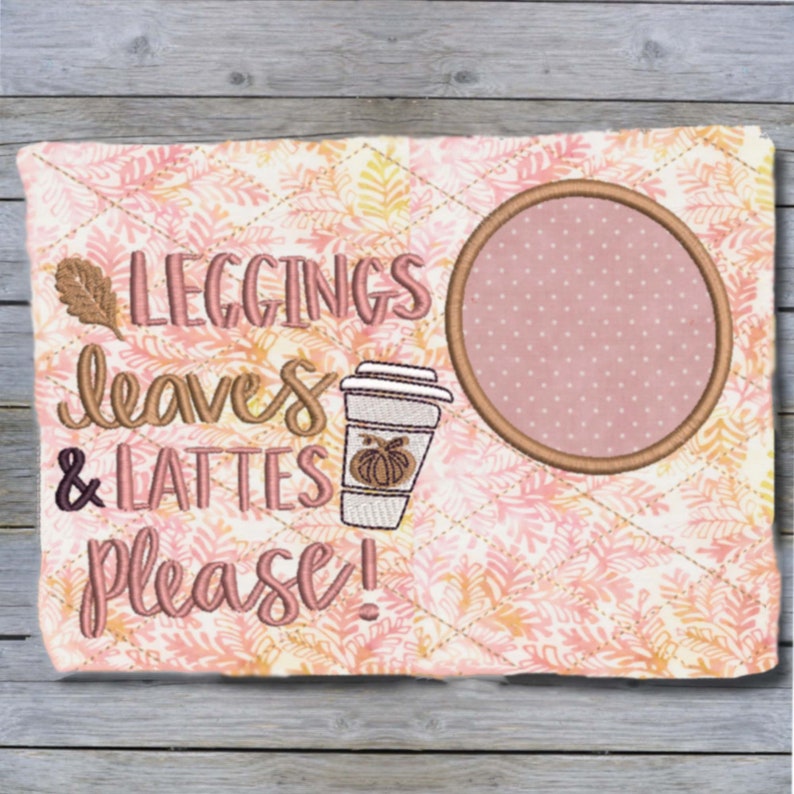 In the Hoop Fall Mug Rug Machine Embroidery Design With Leggings and ...