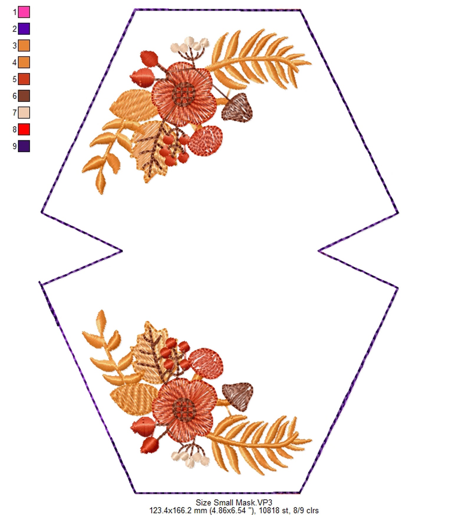 In the Hoop Fall Contour Mask Machine Embroidery Design | Etsy