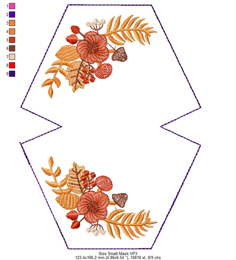 In the Hoop Fall Contour Mask Machine Embroidery Design | Etsy