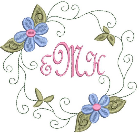 Floral Monogram Frame Embroidery Design - Etsy