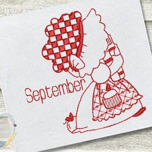 Sunbonnet Fall Collection Set, Redwork Embroidery Designs, Machine ...