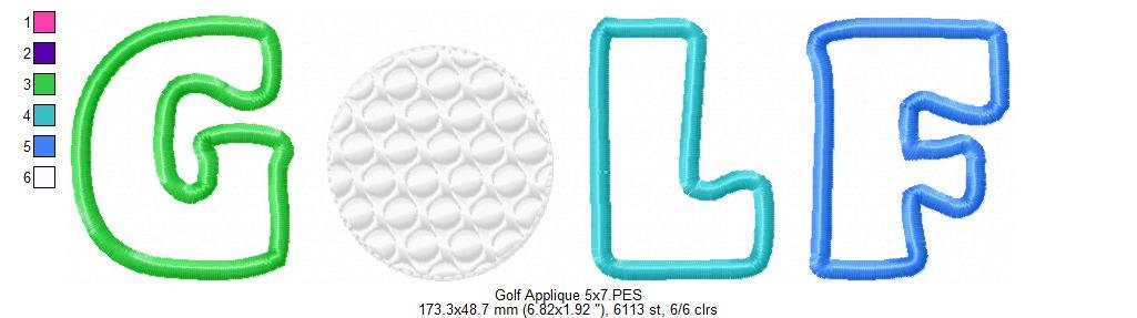 Golf Applique Machine Embroidery Design | Etsy